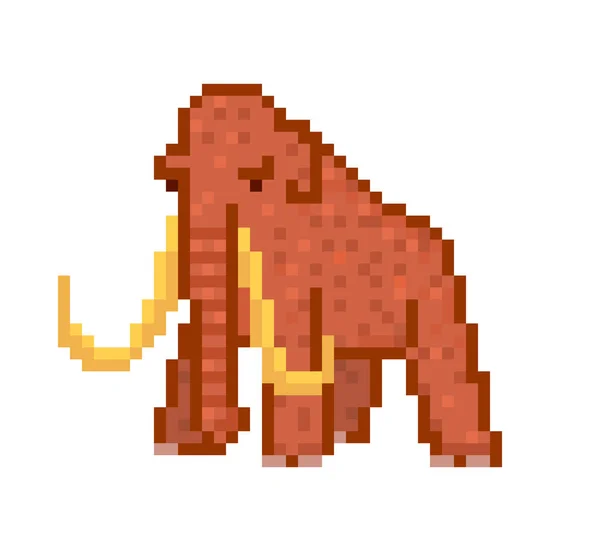 Huge brown woolly mammoth with tusks, 8 bit pixel art character - Stock ...