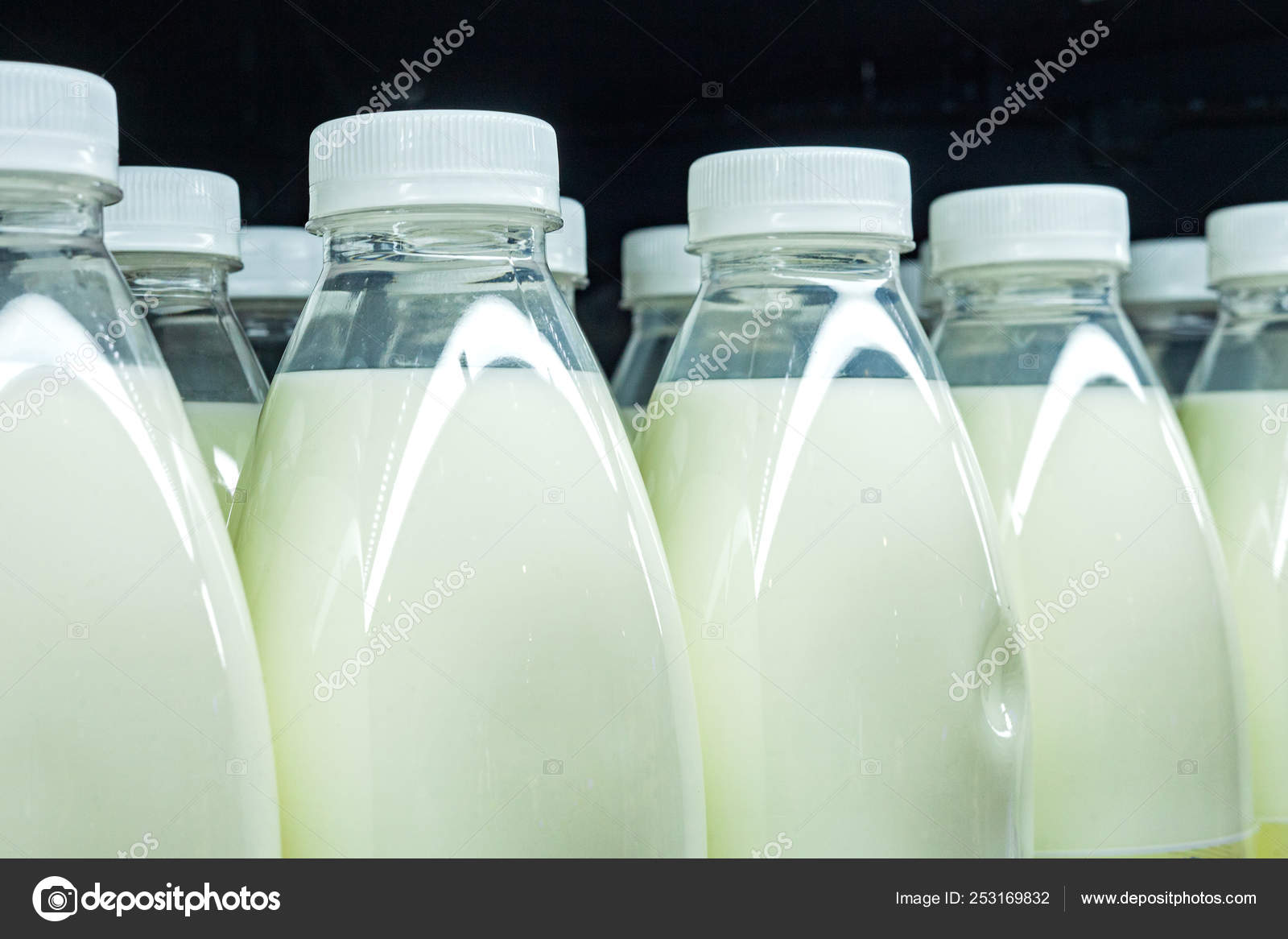 Bottles Milk Close Show Shelf Sale Supermarket Stock Photo by ©8th ...