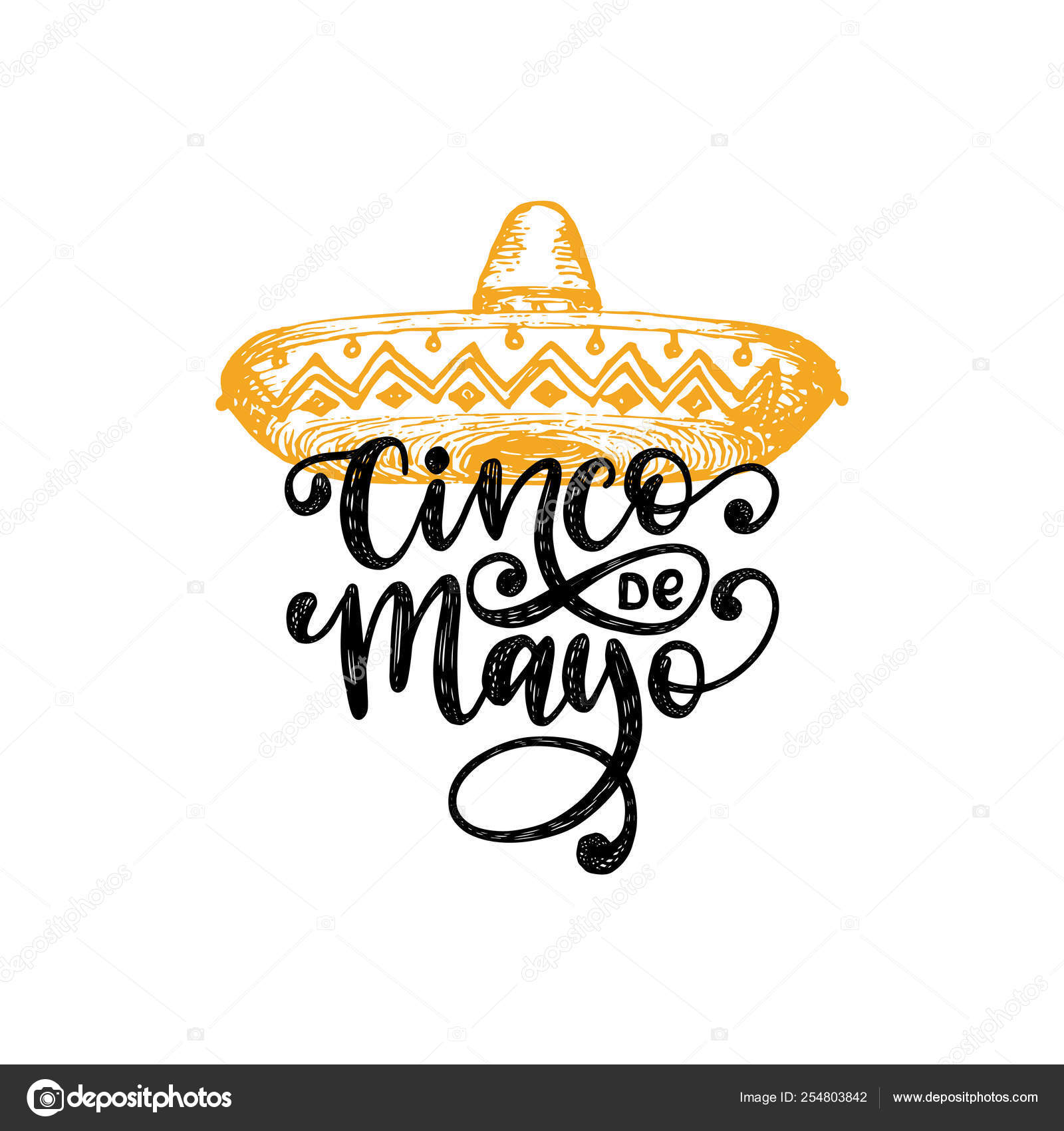 Cinco De Mayo, hand lettering. Translation from Spanish 5 May. Vector ...