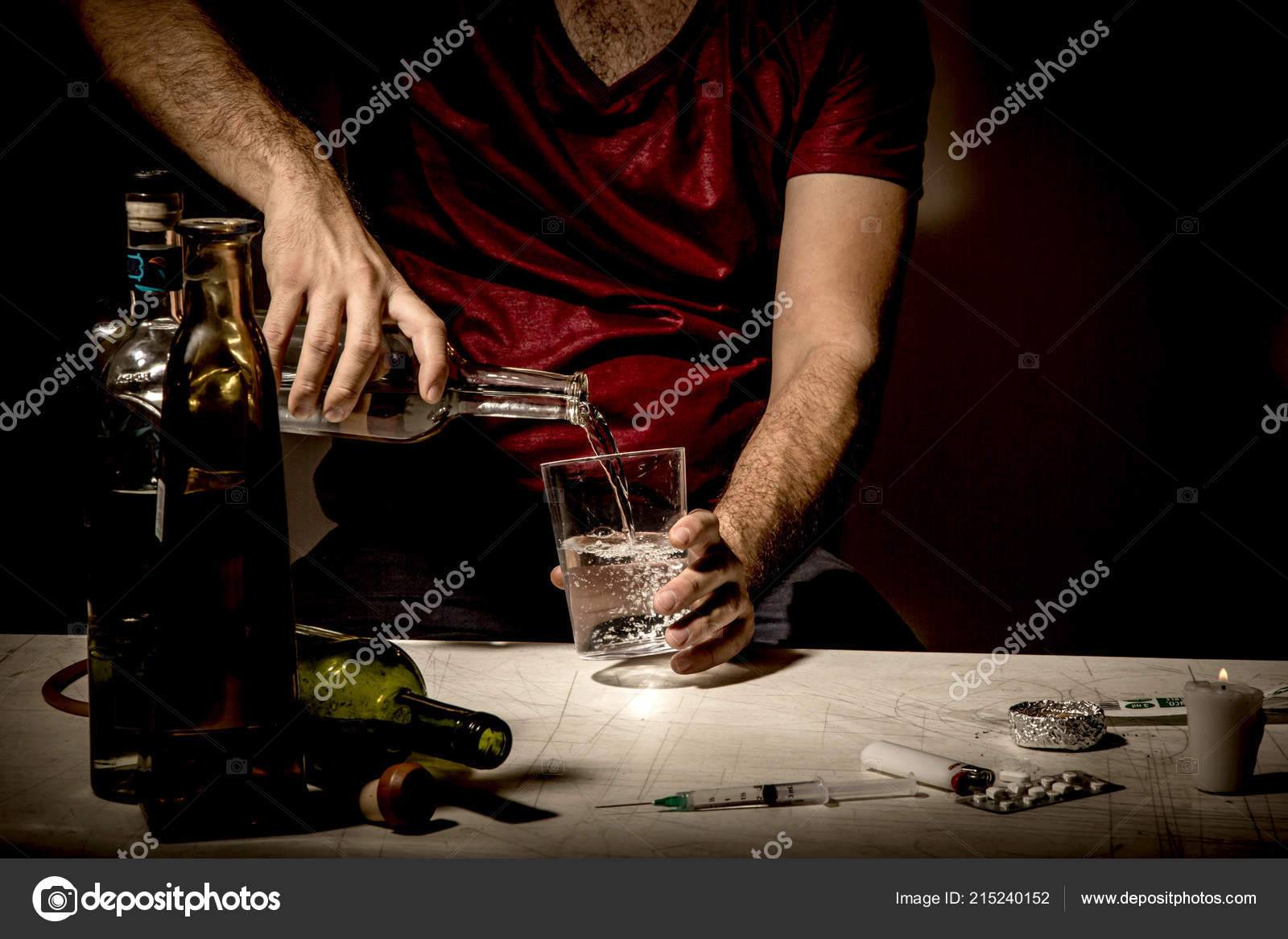 Young Man Lost Vices Alcoholism Smoking Drug Addiction — Stock Photo ...