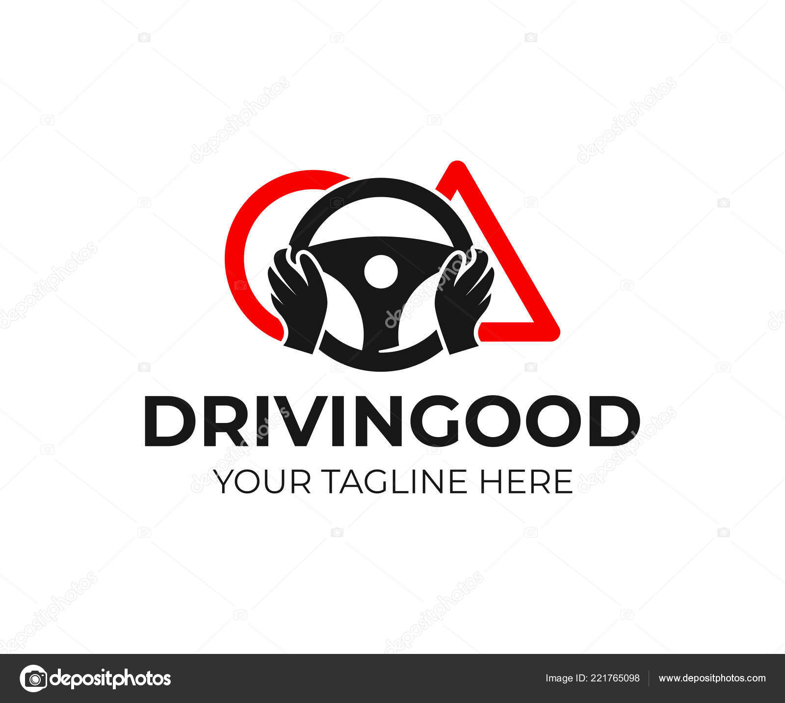 Driving School Hands Wheel Road Signs Logo Design Training Vehicle ...