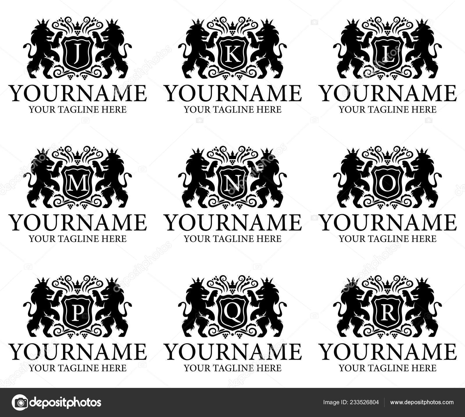 Crest logos inspiration | Heraldry Letter Crest Lion Crown Shield Logo ...