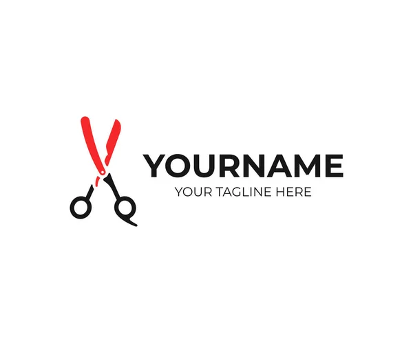 Barbershop logo design. Barber blade and scissors vector design ...