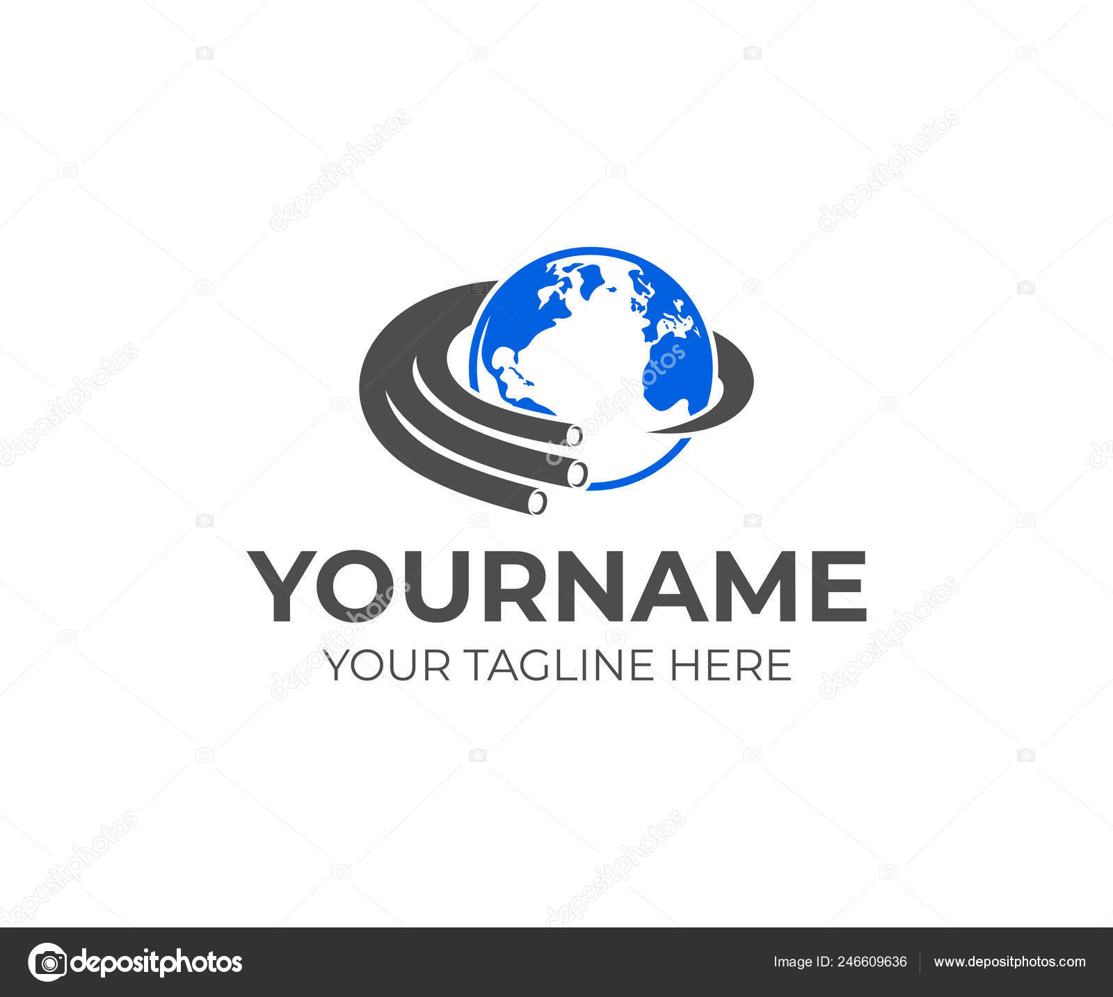 Fibre Optics Fiber Optic Cable Rotates Planet Earth Logo Design Stock ...