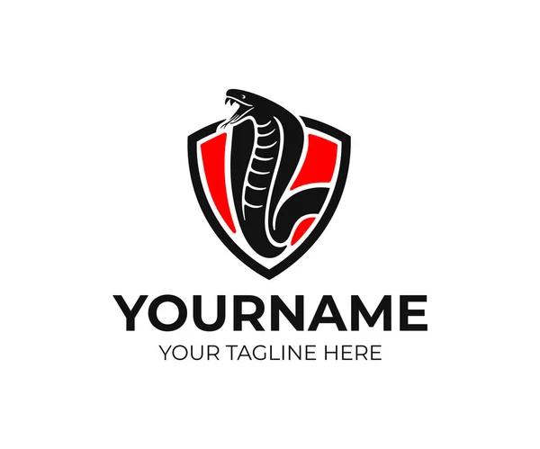 Snake, cobra in aggressive pose in shield, logo design. Animal, reptile ...