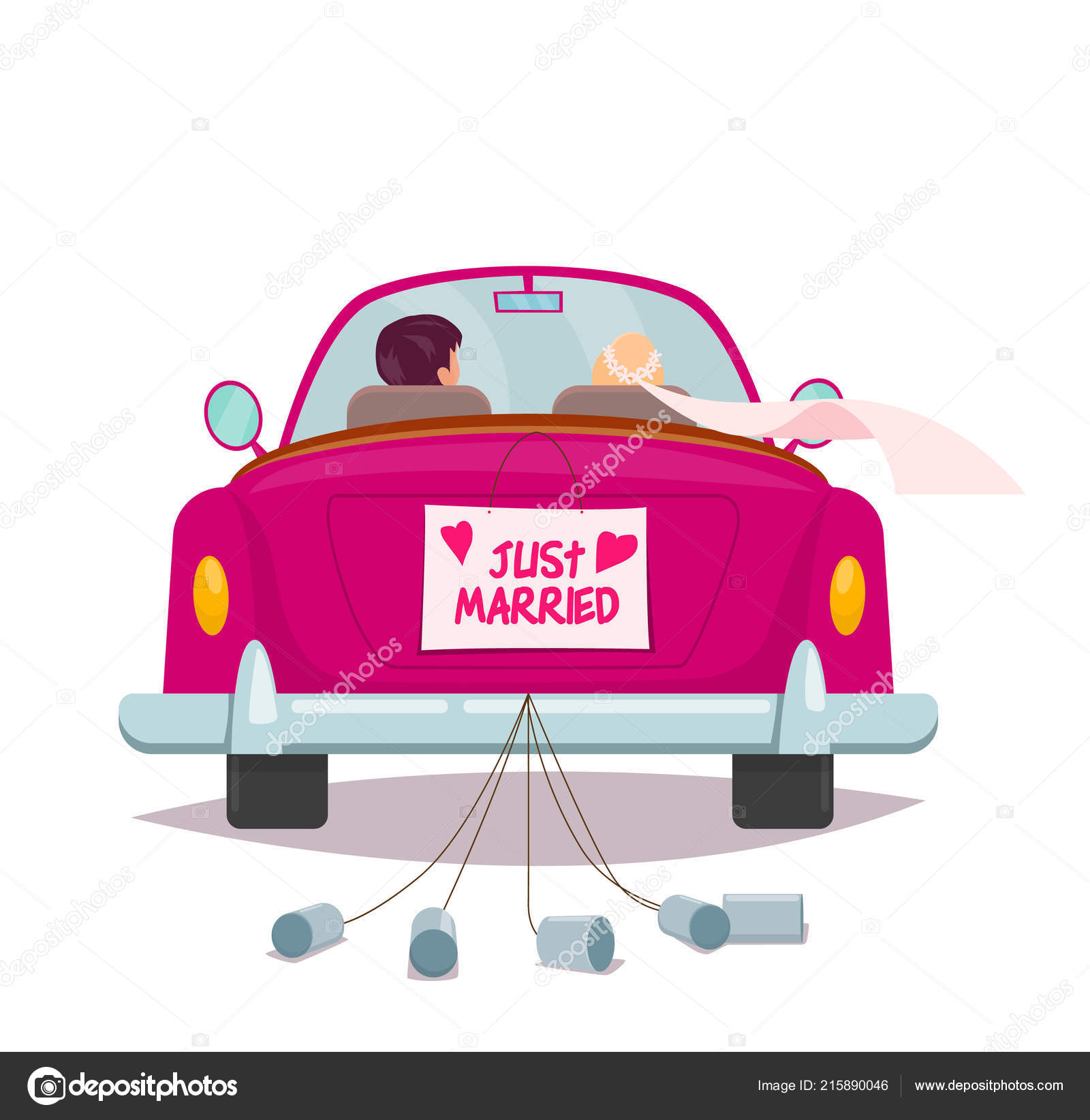 Car Bride Groom Just Married Stock Vector Image By ©eduardrobert 215890046