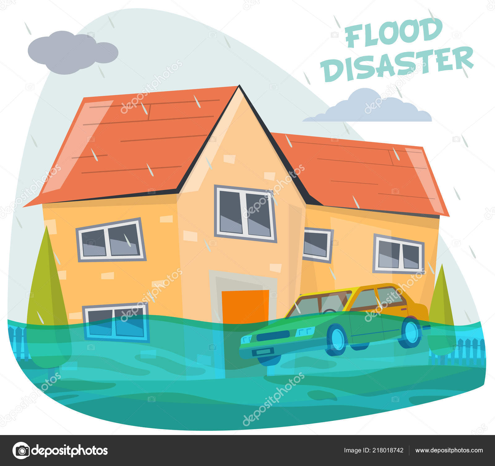 Cartoon House Flood Disaster Stock Vector Image by ©eduardrobert #218018742