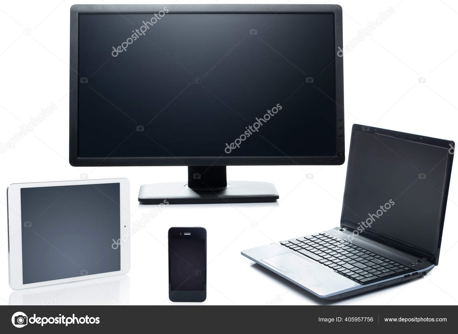 Technology Laptop Tablet Smartphone Monitor White Background — Stock ...