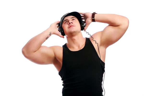 Listening music muscular man images libres de droit, photos de ...