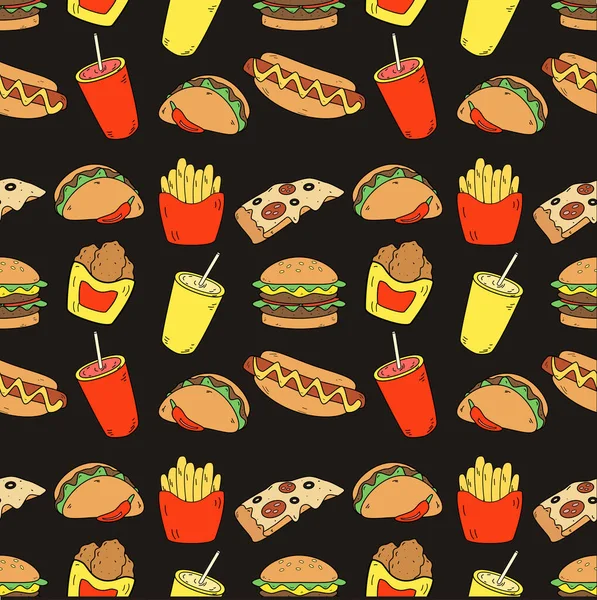 Fast food seamless pattern background.Vector food texture Stock Vector ...