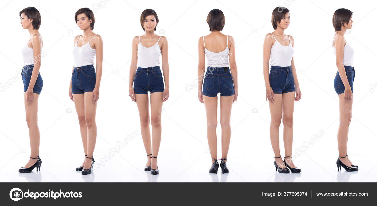 360 Full Length Snap Figure Asian Woman Wear Casual White Stock Photo ...