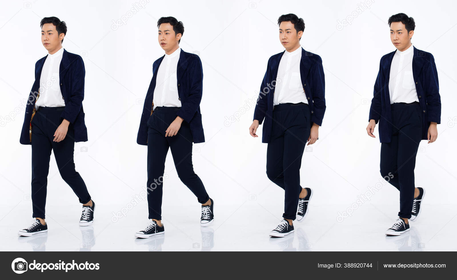 Collage Group Full Length Figure Snap 20S Asian Man Black Stock Photo ...