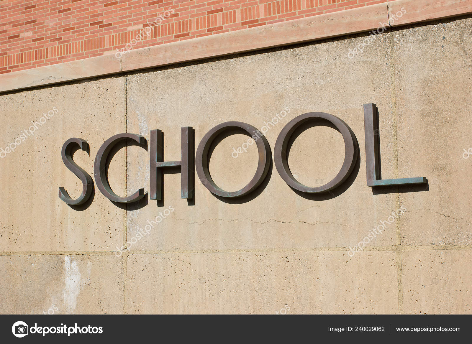 School Sign Concrete Wall — Stock Editorial Photo © Johnnyrh #240029062