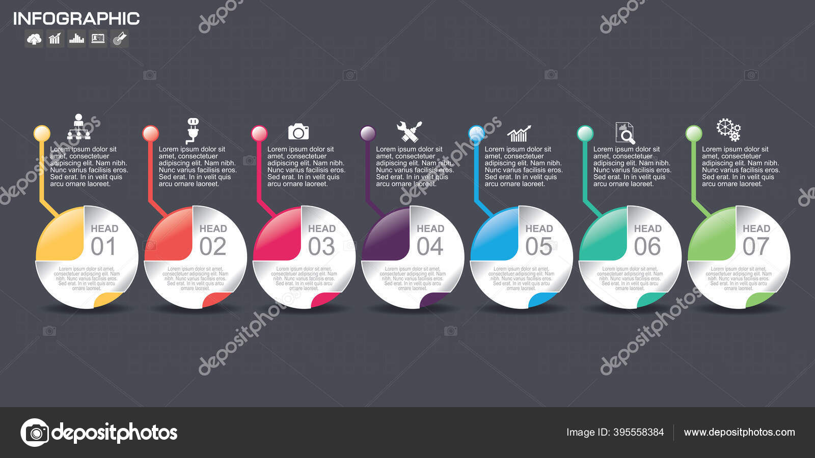 Timeline Infographic Chart Many Color Vector Design Template Stock ...