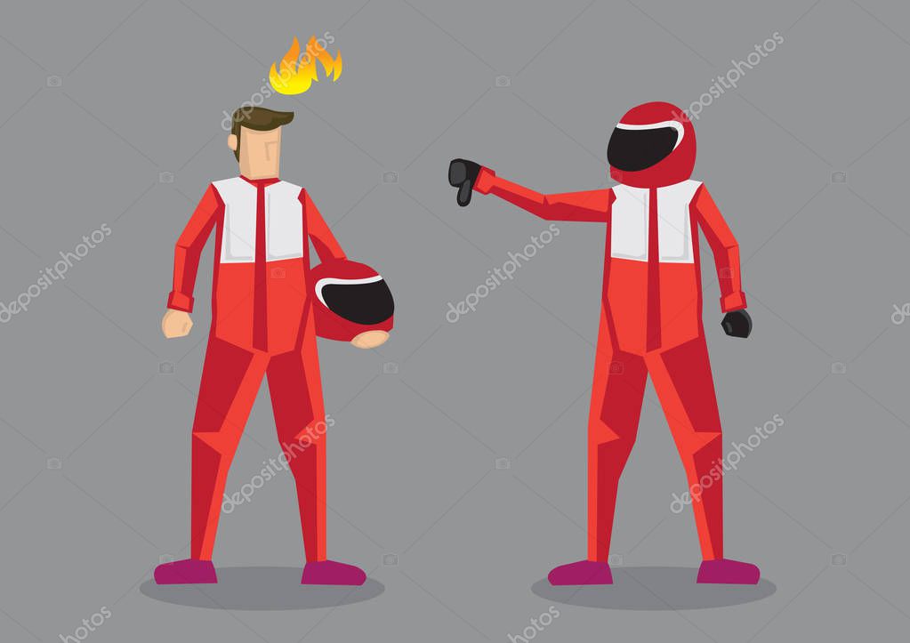 Corredor de coches de dibujos animados dando a la competencia un pulgar ...