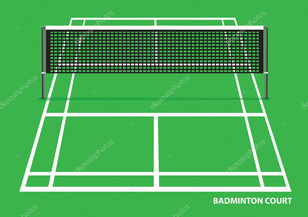 Ilustración vectorial de una cancha de bádminton vacía con red en el ...