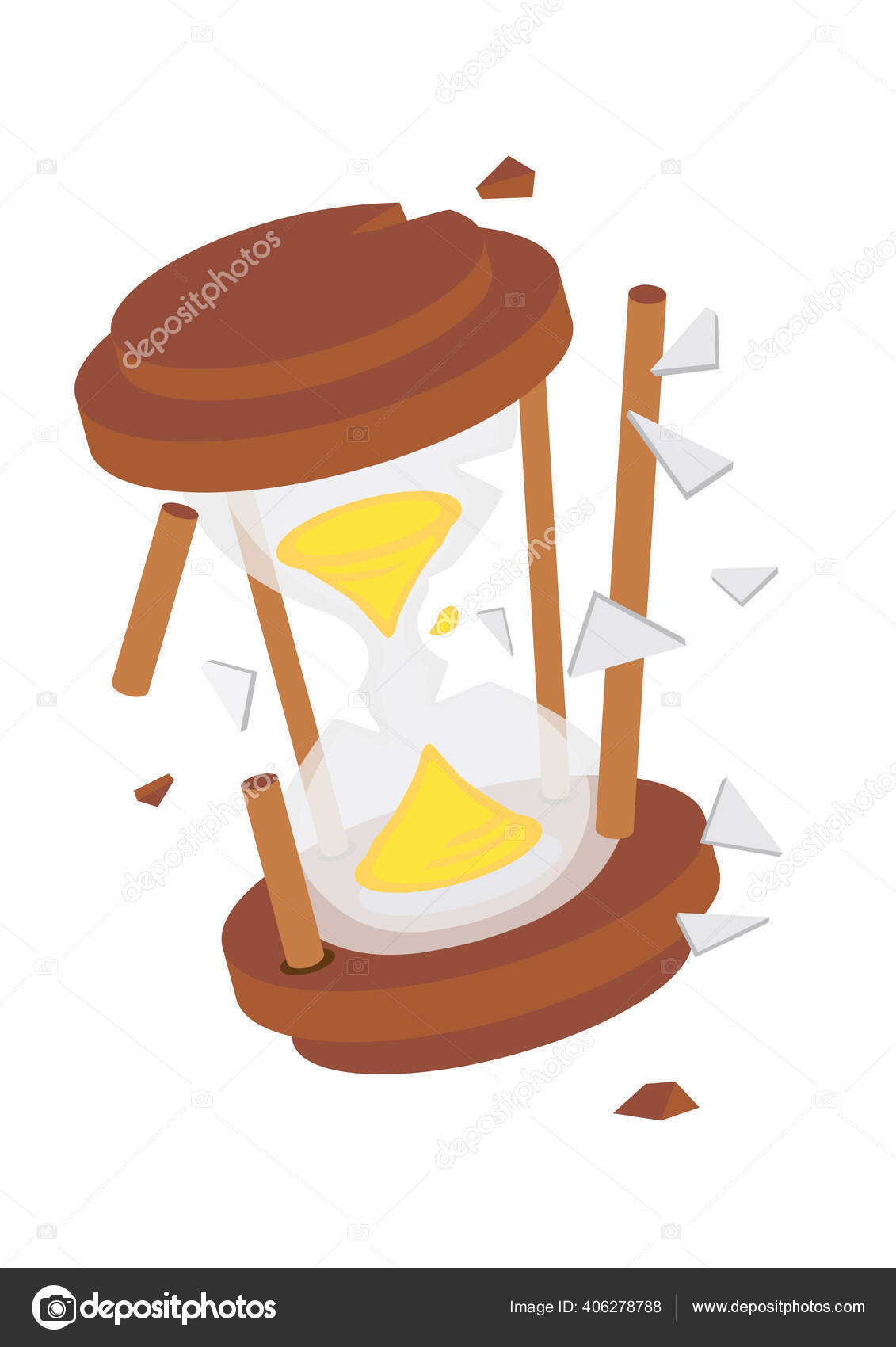 Reloj Arena Roto Concepto Plazo Falta Tiempo Tiempo Perdido Ilustración ...