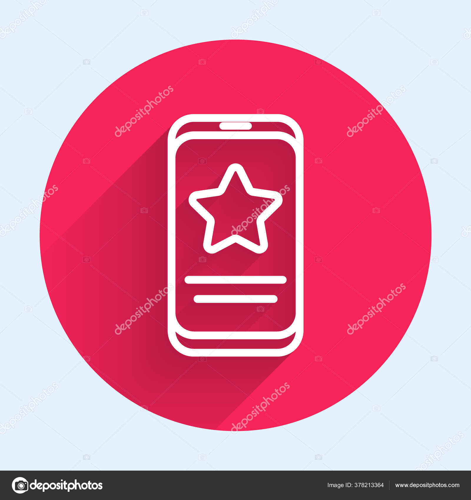 White Line Mobile Phone Review Rating Icon Isolated Long Shadow — Stock ...