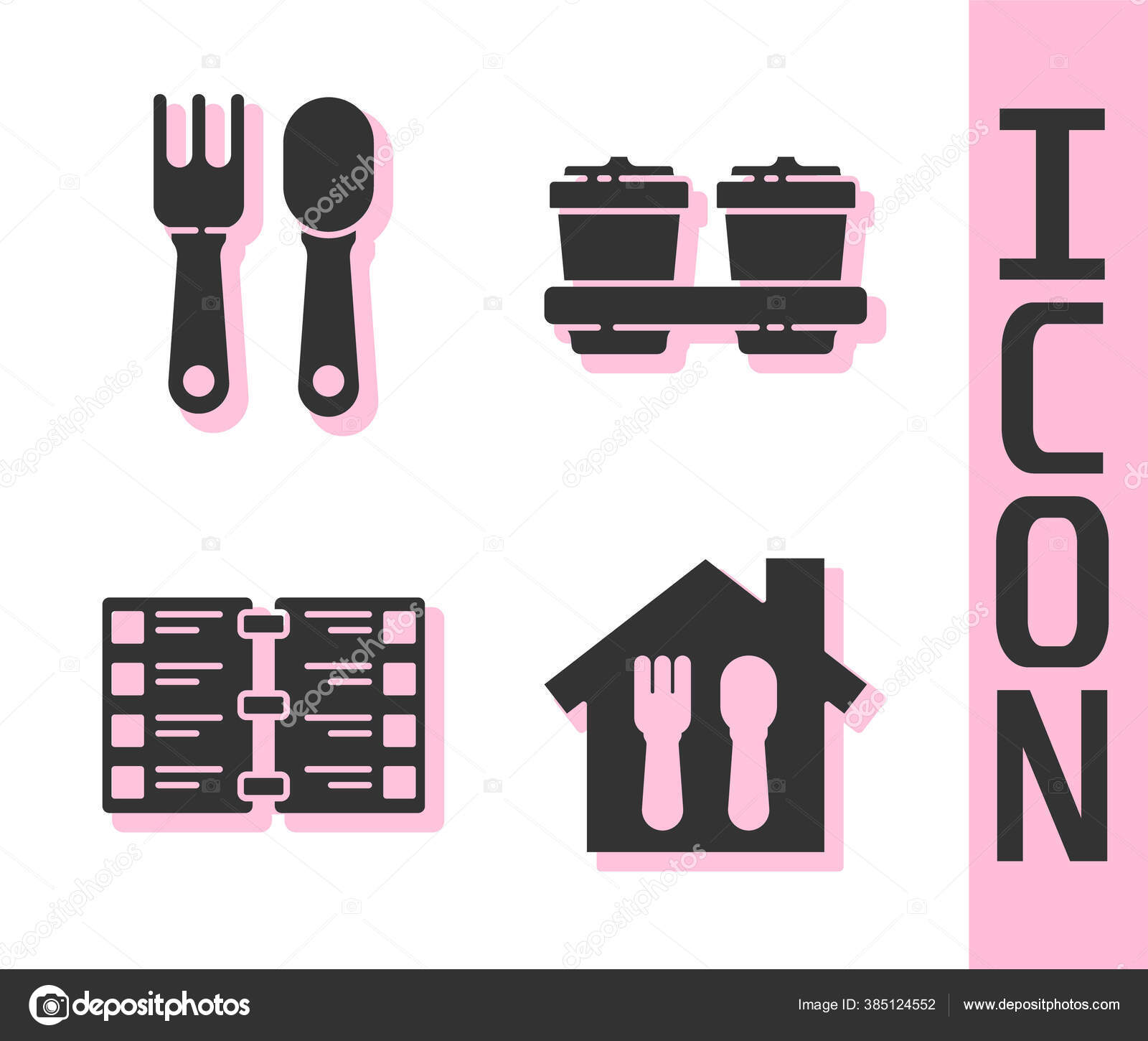 Set Online Ordering Delivery Fork Spoon Restaurant Cafe Menu Coffee ...