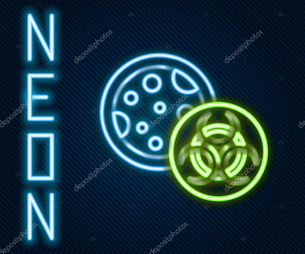 Icono brillante de la línea de neón OGM aislado sobre fondo negro ...