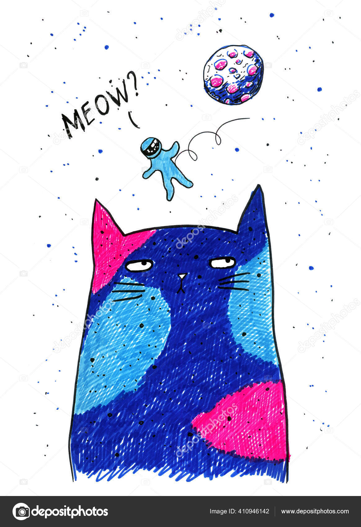 Cartoon Astronaut Alien Cat Outer Space Stock Illustration by ...