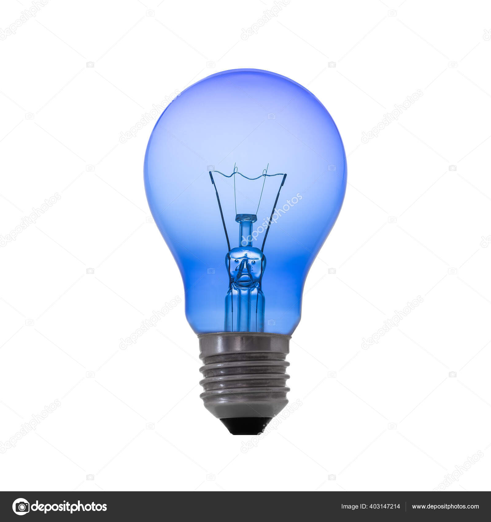 Blue Color Light Bulb Lamp Isolated White Background — Stock Photo ...