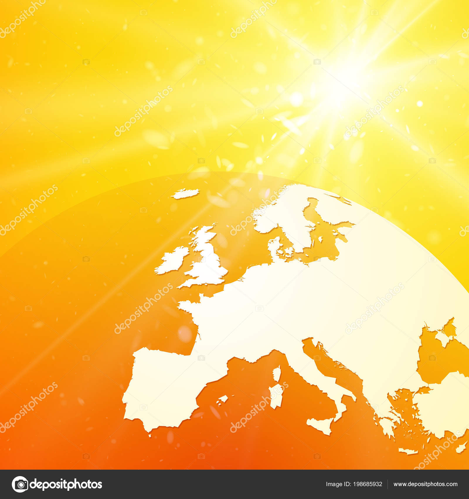 Europe Vector Map World Globe Sun Rising Stock Vector by ©mimacz 198685932