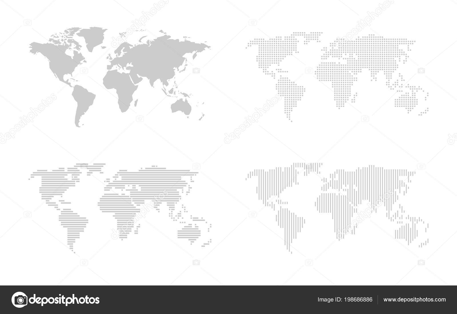 Conjunto Mapas Del Mundo Blanco Vector de stock por ©mimacz 198686886