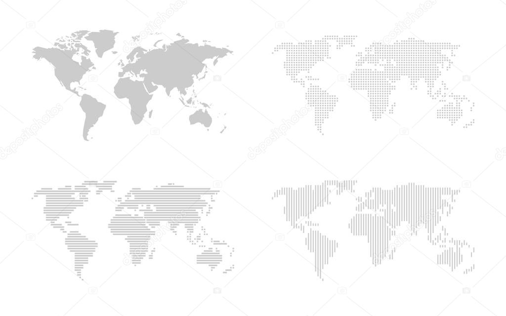 Conjunto Mapas Del Mundo Blanco Vector de stock por ©mimacz 198686886