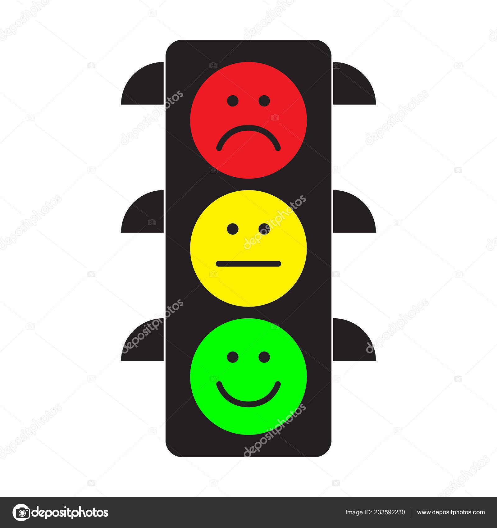 Semáforo Con Emoticonos Rojos Amarillos Verdes Puntal Plano Ilustración Vectorial Vector de ...