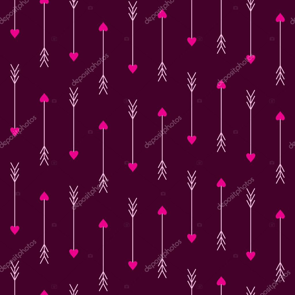 Flechas de amor patrón sin costura. Flechas de Eros (Amour, Cupido ...