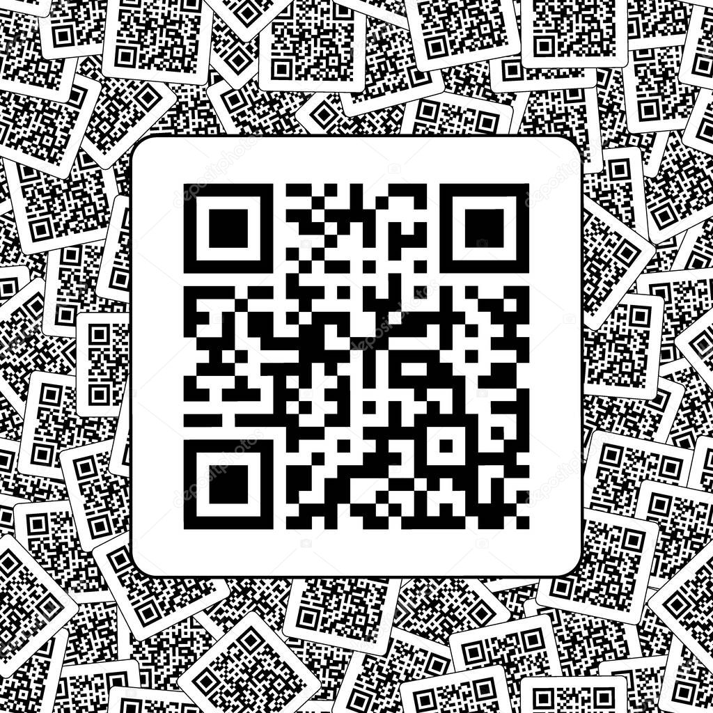 Código Qr en el fondo de los códigos qr. Signo del producto. Blanco y ...