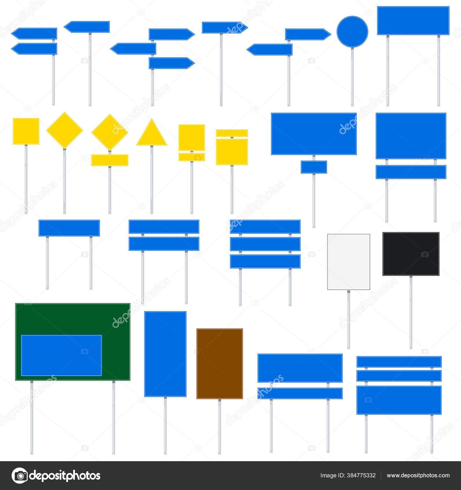Tanda Jalan Vektor Ditetapkan Terisolasi Pada Latar Belakang Putih ...