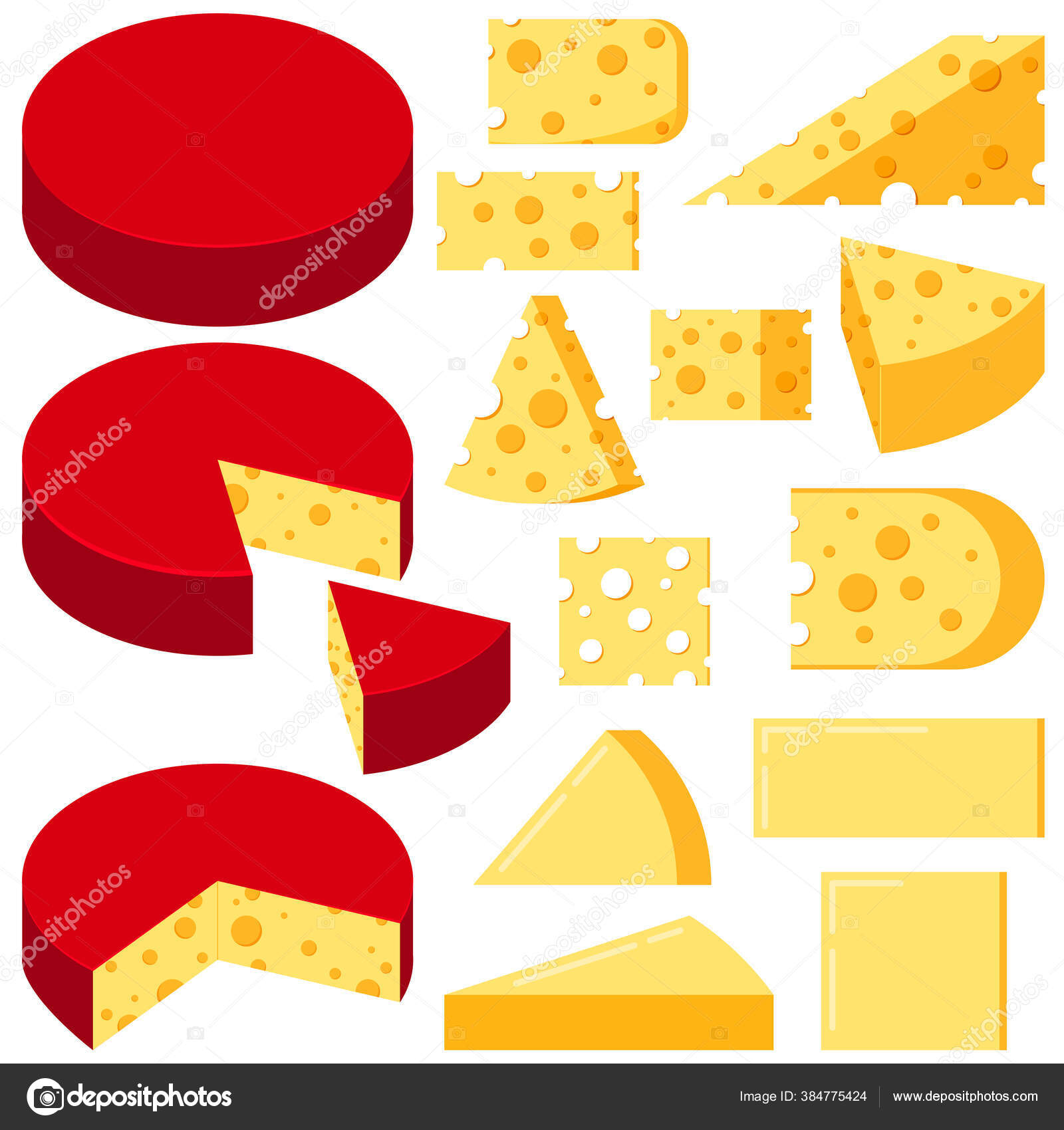 Kaas Verschillende Vormen Plakken Vector Set Geïsoleerd Witte ...