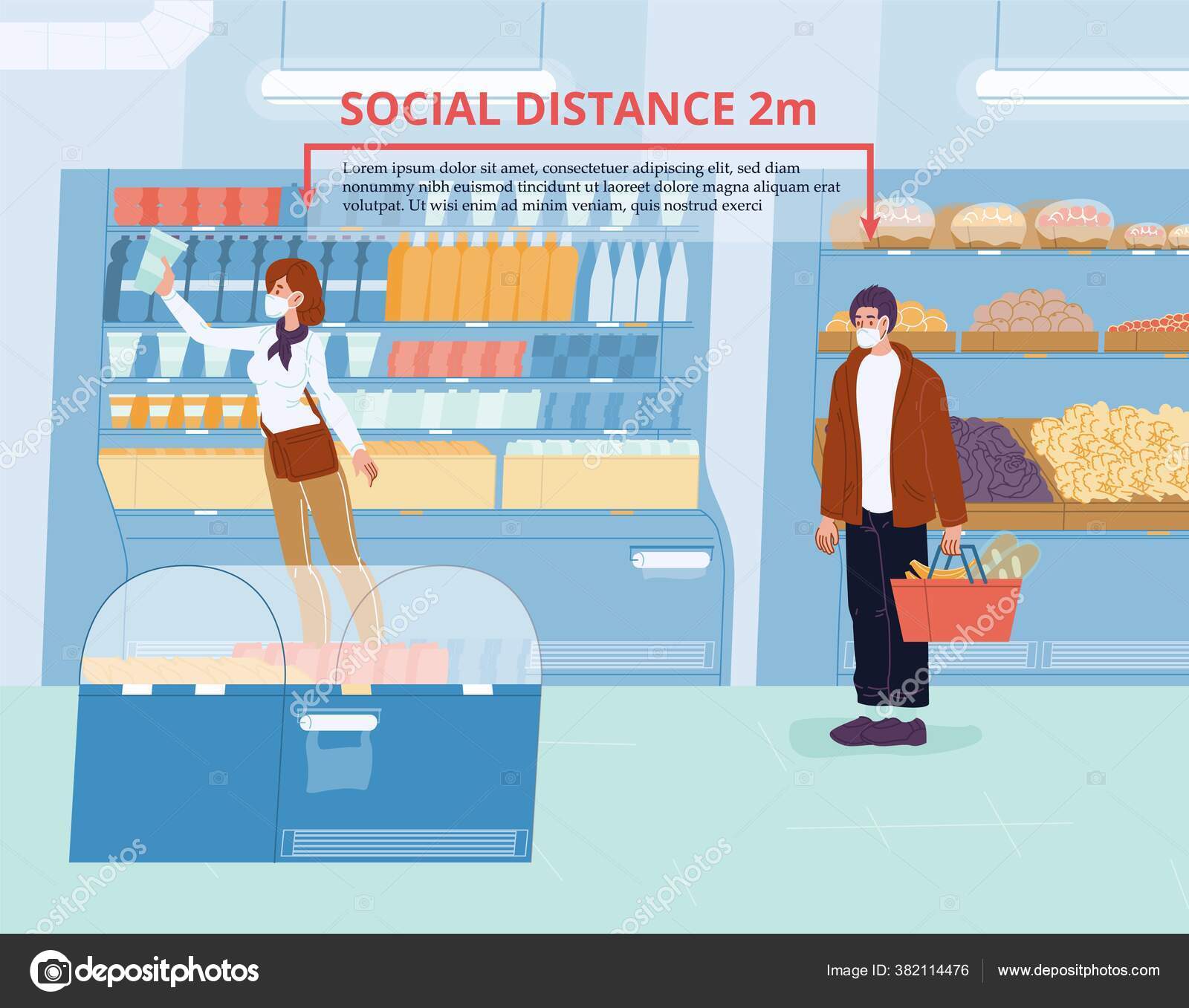 Social Distancing Meter People Wearing Protective Facial Mask Keeping ...