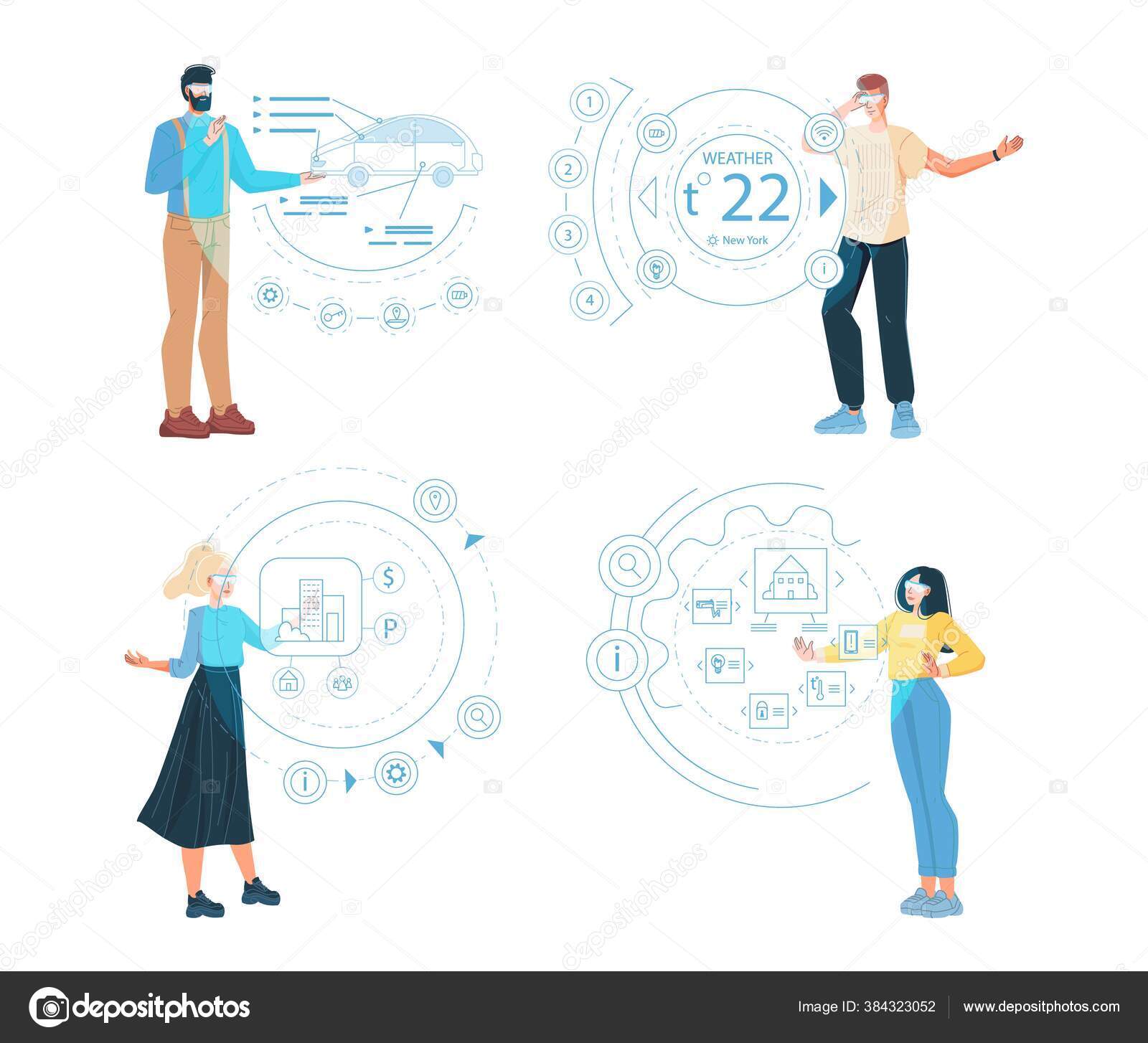People wearing smart glasses wearable device set Stock Vector by ...