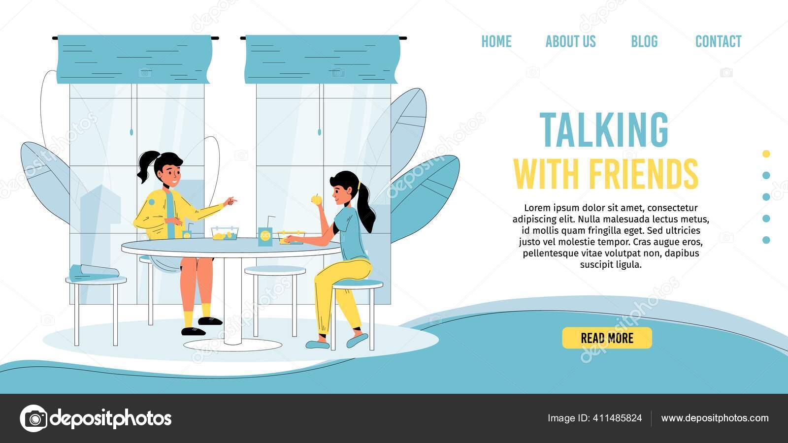 Children communication at school landing page Stock Vector by ...