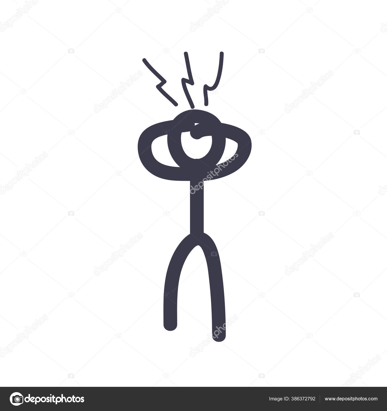 Stickfigure with headache fill style icon vector design — Stock Vector ...