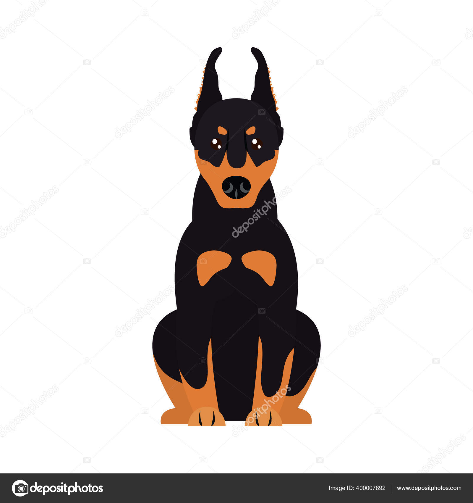 Cartoon doberman dog icon, flat style Stock Vector Image by ©vec.stock ...