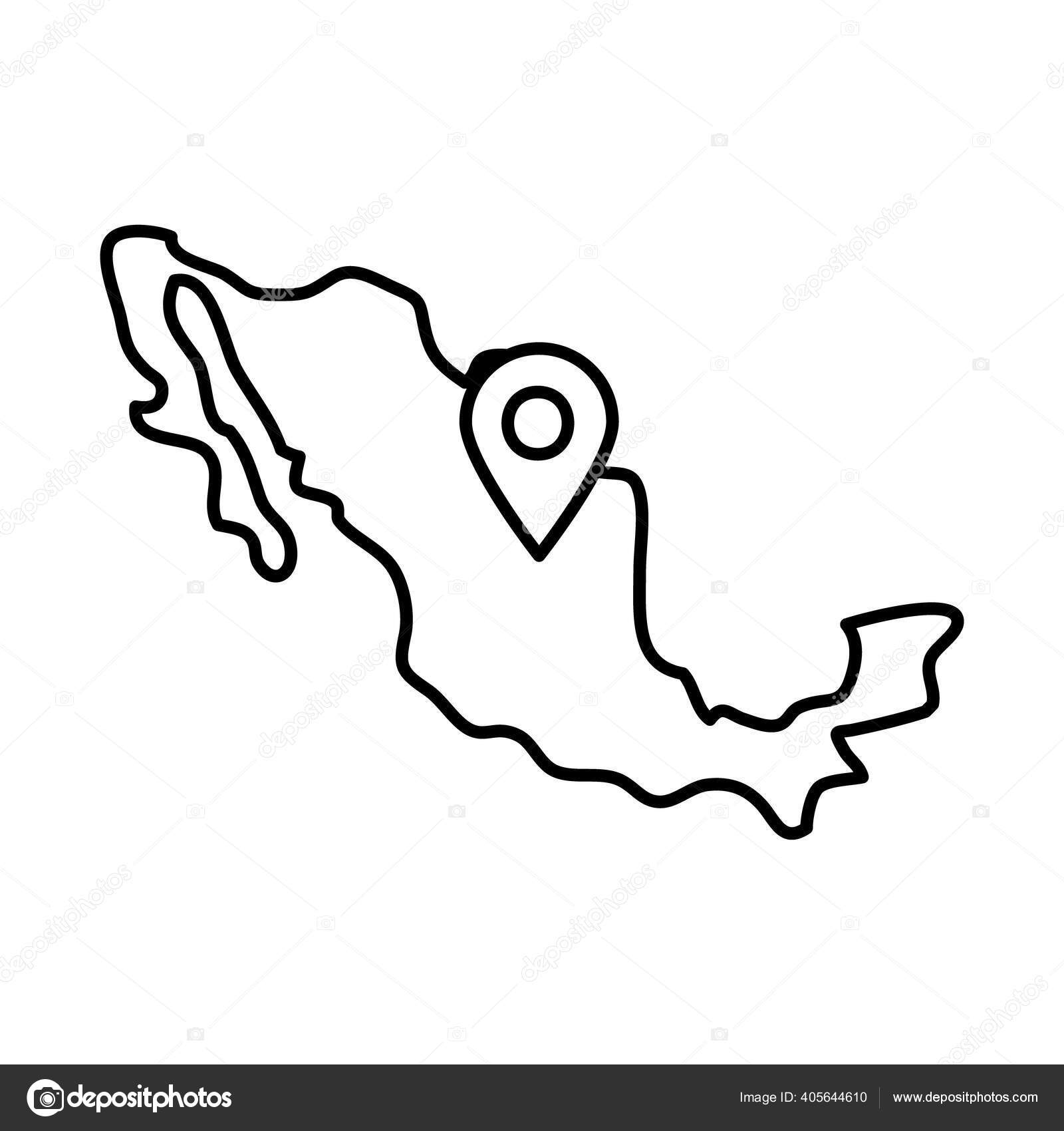 Mexico map with location pin icon, line style Stock Vector Image by ...