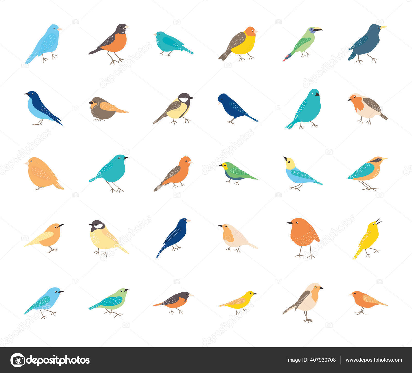 Icon set of birds, flat style Stock Vector by ©vec.stock 407930708