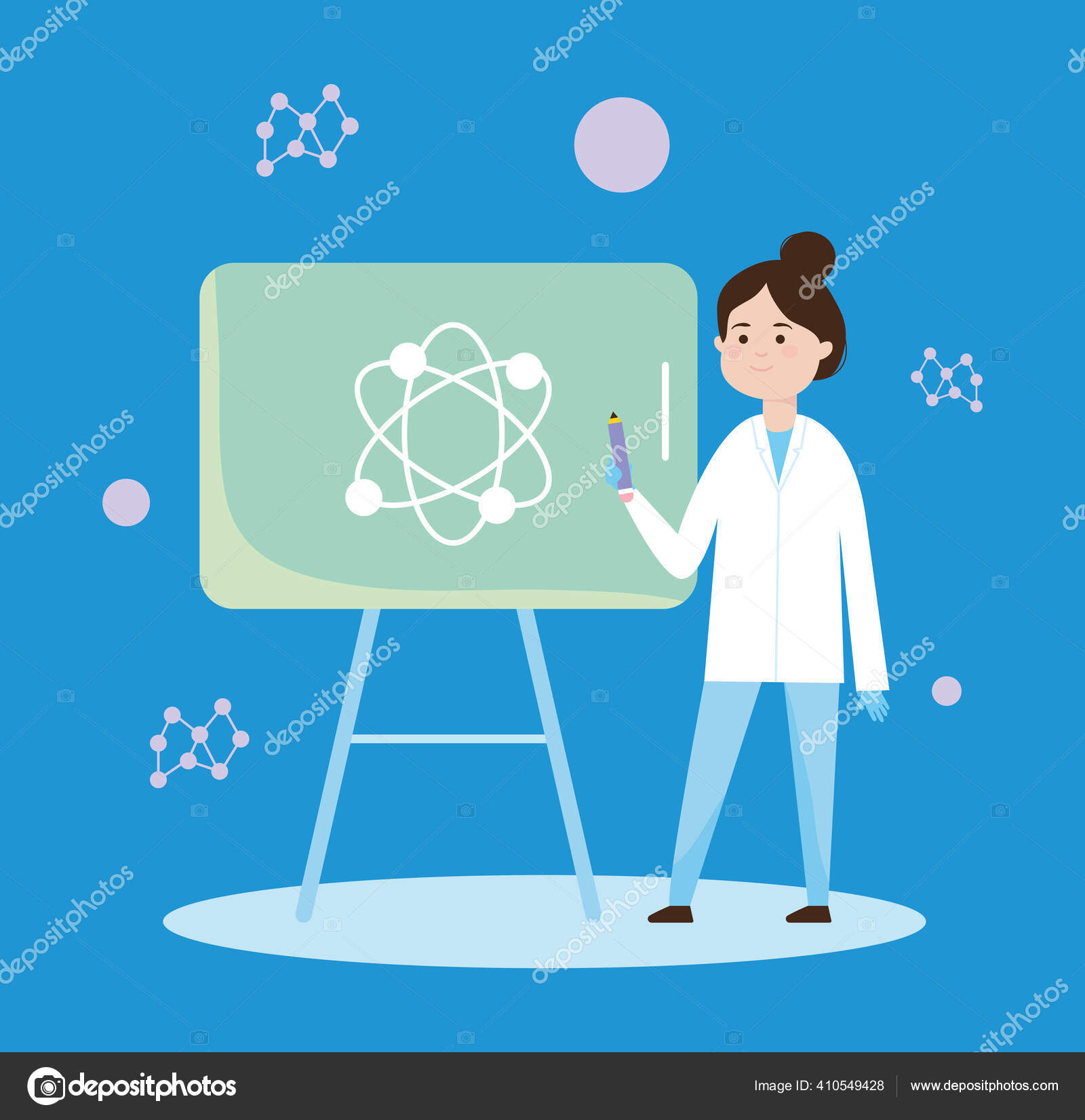 Diseño de investigación de vacunas con cartoon scientis y tablero de ...