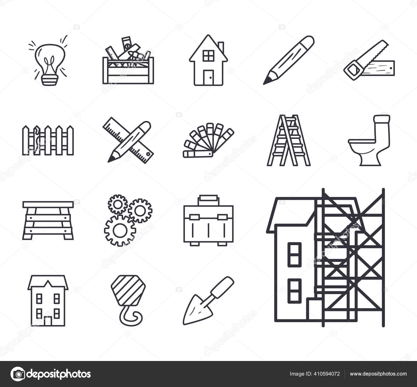 Construction line style collection of icons vector design Stock Vector ...