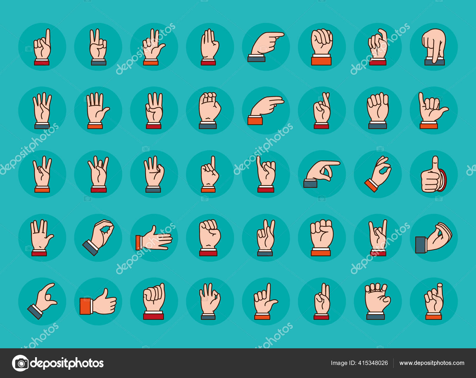 Hands sign Language icon set, line and fill style Stock Vector by ©vec.stock 415348026