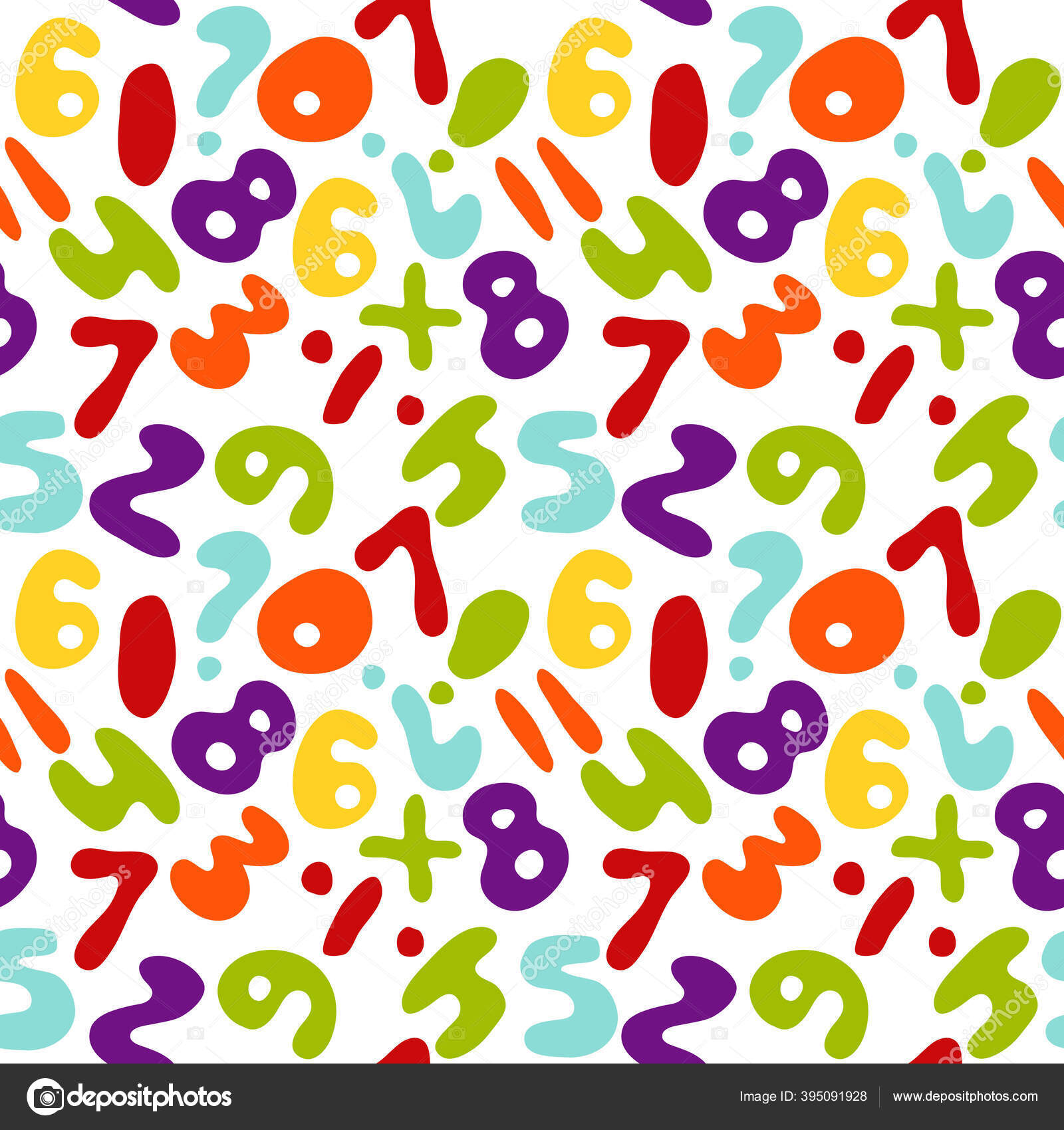 Seamless Pattern Numbers Mathematical Signs Color Vector Illustration ...