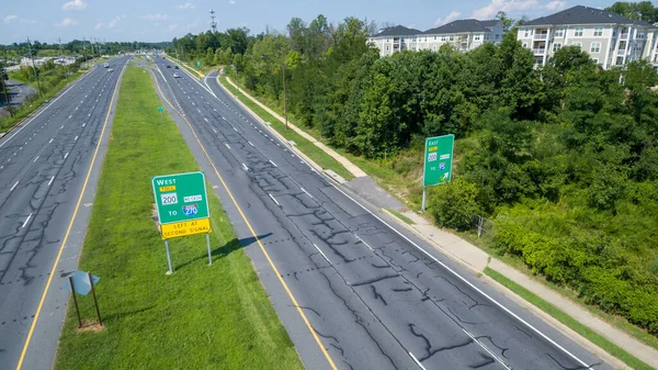 Aerial view of highway signs directing motorists on Route 97 (Georgia ...