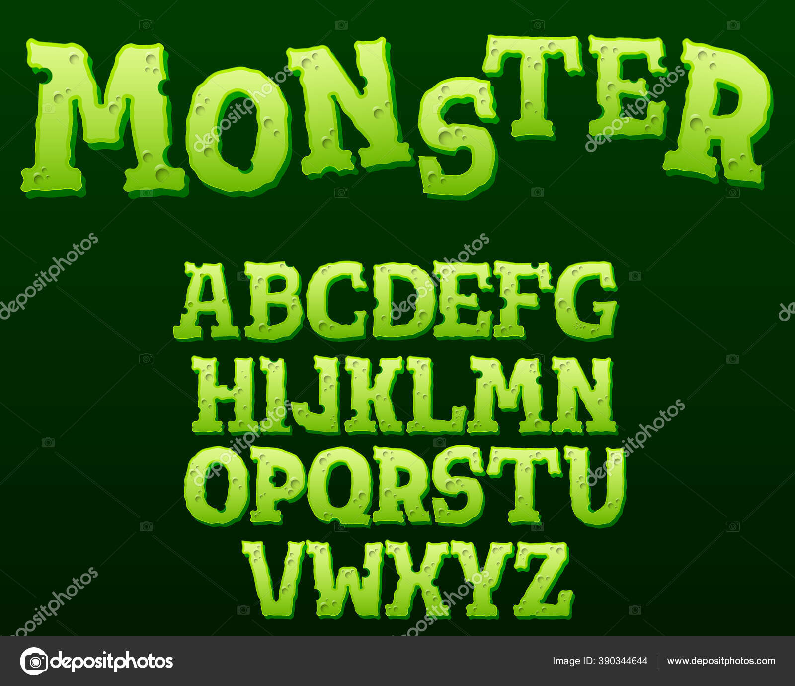 Green monster text effect Stock Vector Image by ©Mandarinka1970 #390344644