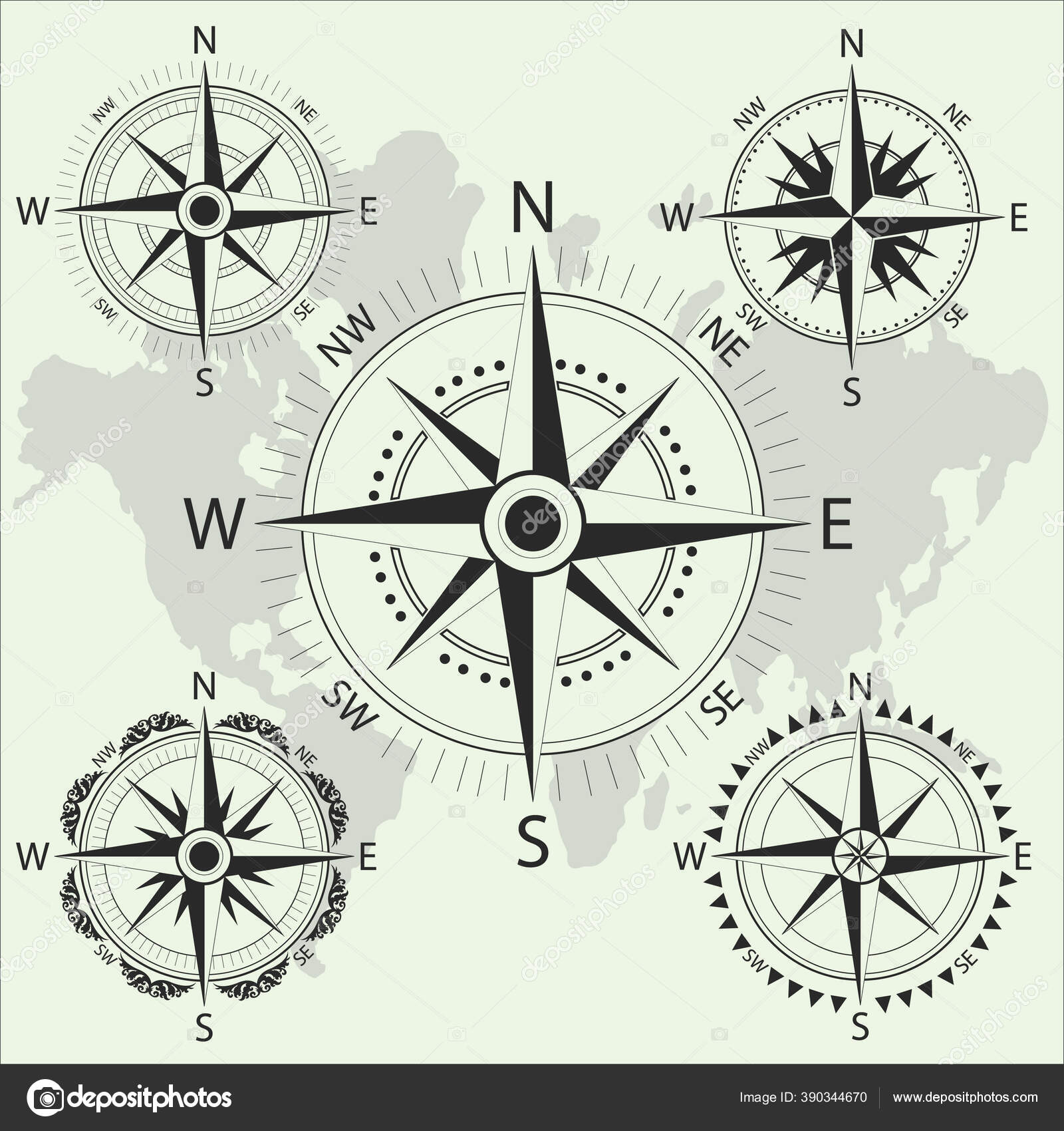 Retro nautical compass. Old compas icons Stock Vector Image by ©Mandarinka1970 #390344670