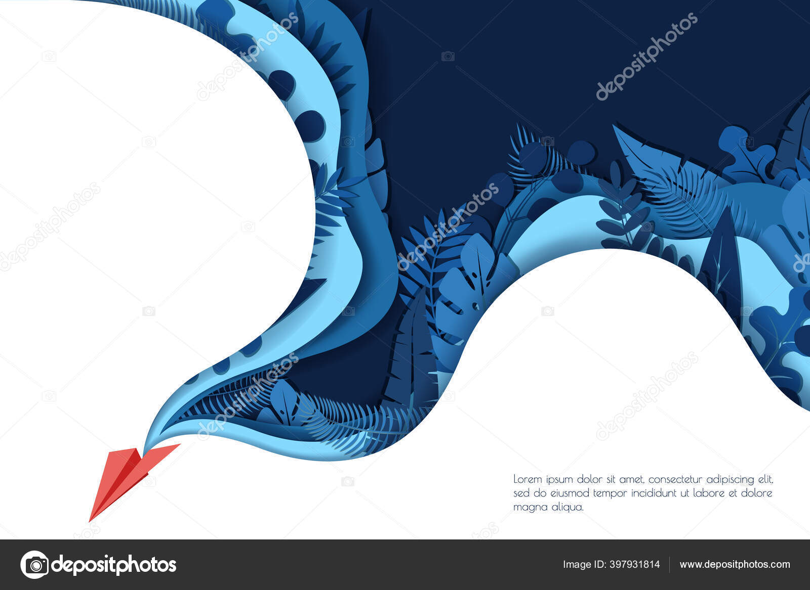 Paper airplane flying for website landing page template Stock Vector ...
