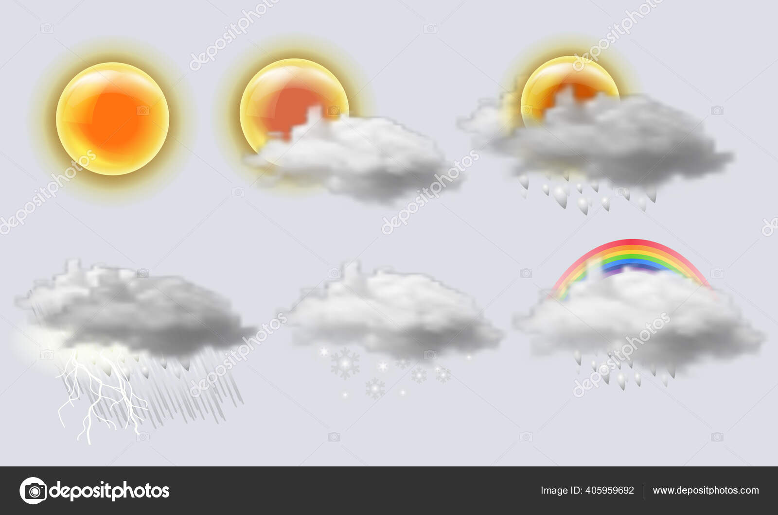 Weather realistic icons set Stock Vector Image by ©Mandarinka1970 ...